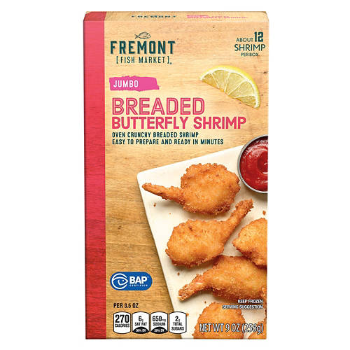 Fremont Fish Market Jumbo Breaded Butterfly Shrimp, 9 oz